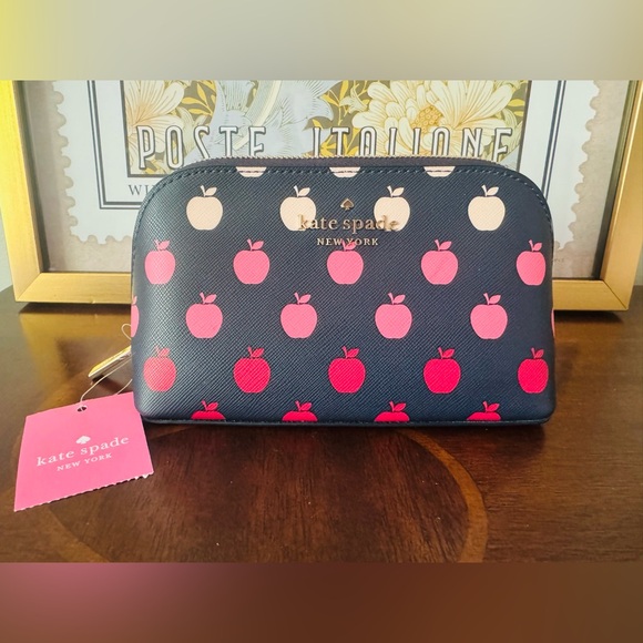 kate spade | Bags | Kate Spade Apple Print Cosmetic Bag Nwt | Poshmark
